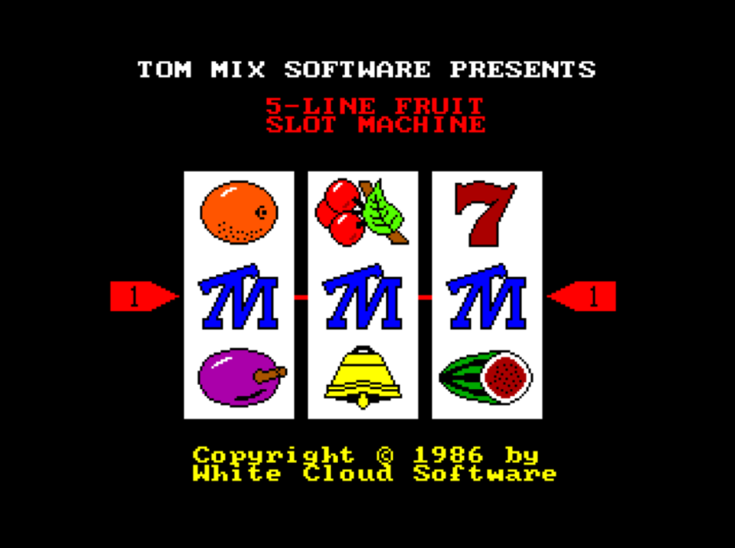 Screenshot of Vegas Slots (TRS-80 CoCo, 1986) - MobyGames