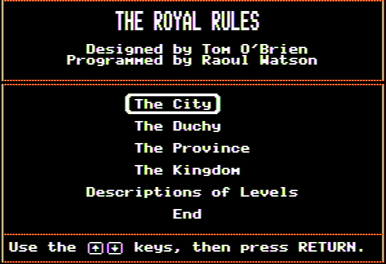 The Royal Rules (1986) - MobyGames