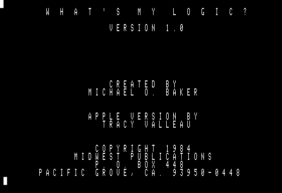 What's my Logic? (1984) - MobyGames