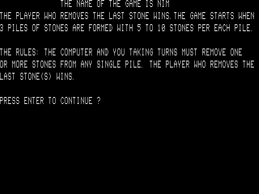 Nim Attributes, Tech Specs, Ratings - MobyGames