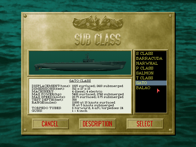 Screenshot of Silent Hunter (DOS, 1996) - MobyGames