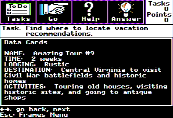 Screenshot of Vacation Nation Travel (Apple II, 1991) - MobyGames