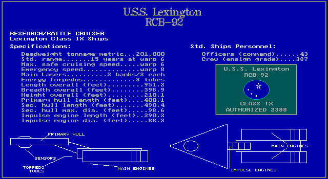 Screenshot of EGA Trek (DOS, 1988) - MobyGames