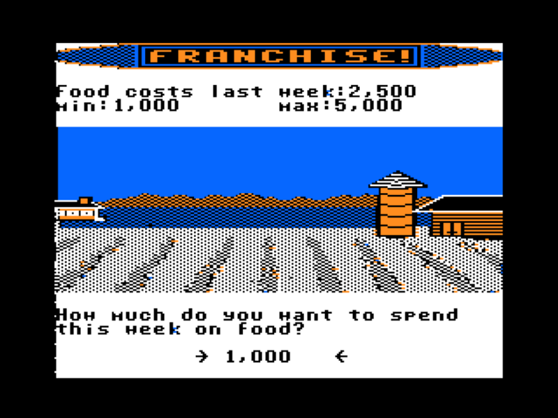 Screenshot of Franchise! (TRS-80 CoCo, 1985) - MobyGames
