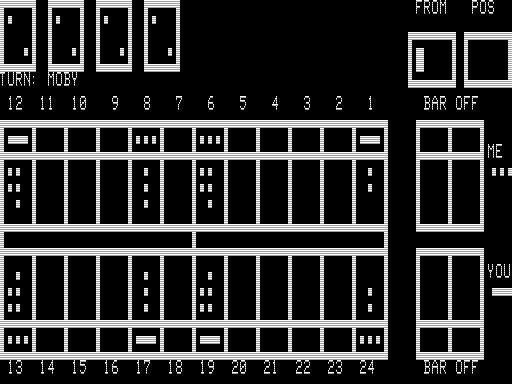 Screenshot of Backgammon (TRS-80, 1979) - MobyGames