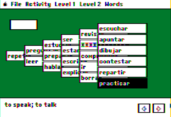 Screenshot of Word Attack Spanish Plus! (Apple II, 1988) - MobyGames