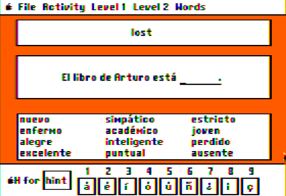 Screenshot of Word Attack Spanish Plus! (Apple II, 1988) - MobyGames
