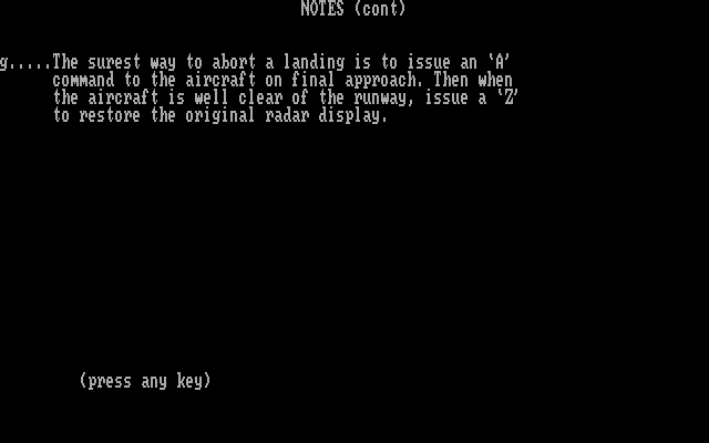 Screenshot of Air Traffic Controller (DOS, 1980) - MobyGames