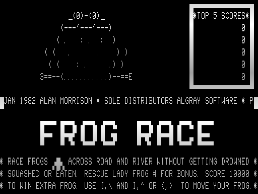 Frog Race (1982) - MobyGames