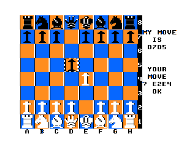 Screenshot of Voxchess (TRS-80 CoCo, 1985) - MobyGames