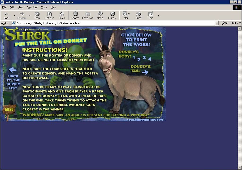 Screenshot of Shrek (included games) (Windows, 2001) - MobyGames
