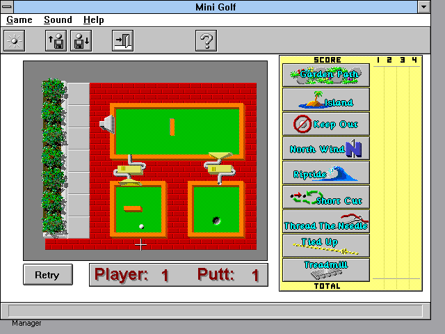 Screenshot of Twisted Mini Golf (Windows 16-bit, 1995) - MobyGames