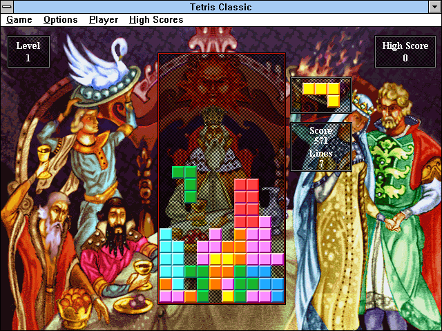 Screenshot of Tetris Classic (Windows 3.x, 1992) - MobyGames