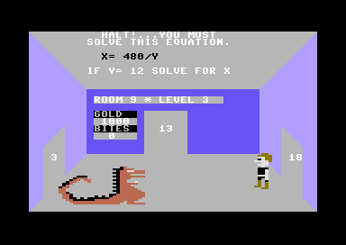 Screenshot of Dungeon of the Algebra Dragons (Commodore 64, 1983 ...