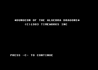 Dungeon of the Algebra Dragons (1983) - MobyGames