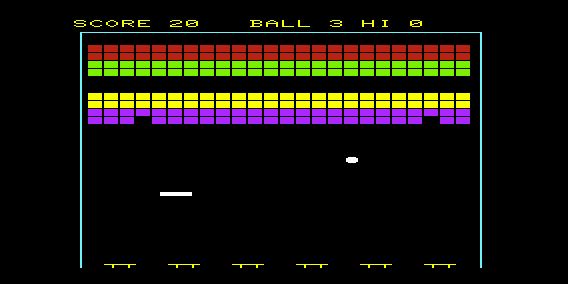 Screenshot of Super Breakout (VIC-20, 1985) - MobyGames