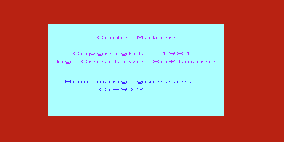 Code Maker (1981) - MobyGames