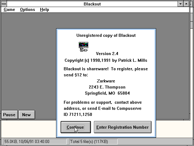 Screenshot of Blackout (Windows 3.x, 1991) - MobyGames