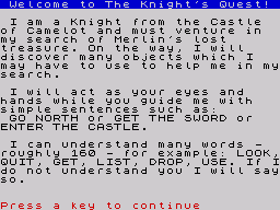 Screenshot of The Knights Quest (ZX Spectrum, 1983) - MobyGames