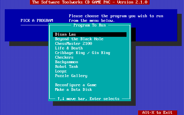 Screenshot of The Software Toolworks CD Game Pack II (DOS, 1991) - MobyGames