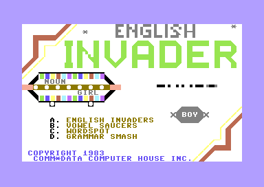 Screenshot of English Invaders (Commodore 64, 1982) - MobyGames