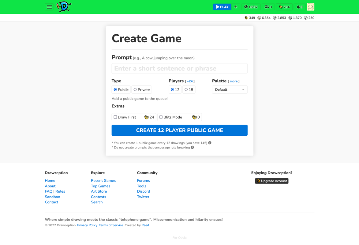 Screenshot of Drawception (Browser, 2012) - MobyGames