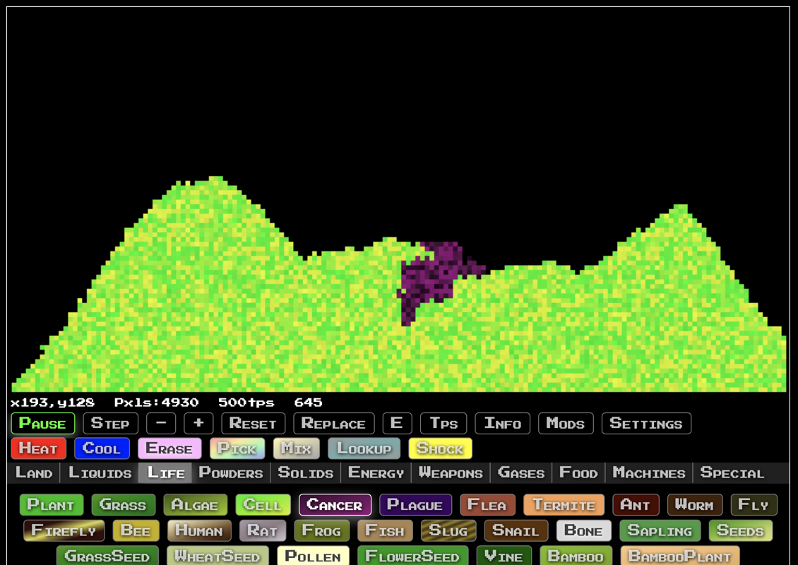 Screenshot of Sandboxels (Browser, 2021) - MobyGames