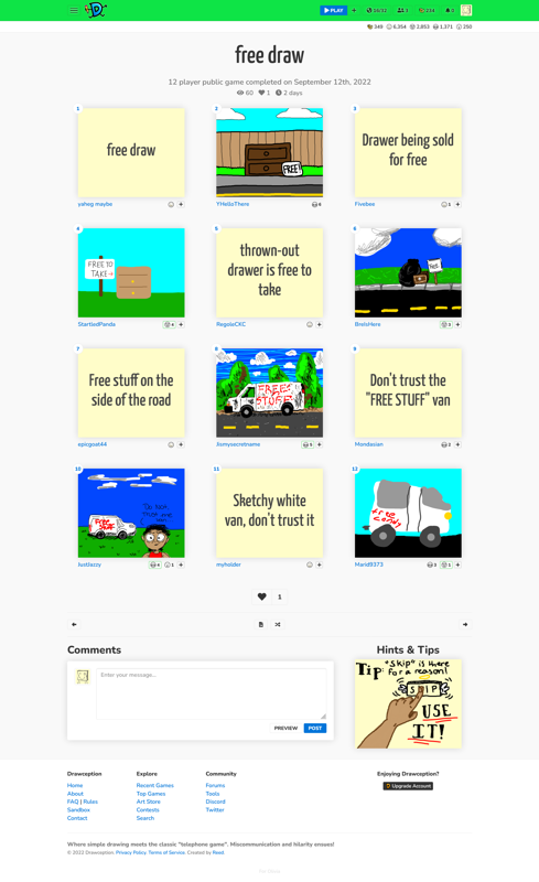 Screenshot of Drawception (Browser, 2012) - MobyGames