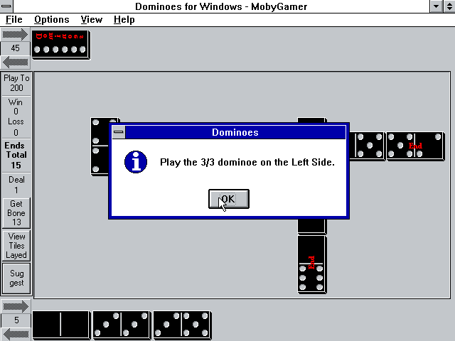 Screenshot of Dominoes For Windows (Windows 3.x, 1996) - MobyGames