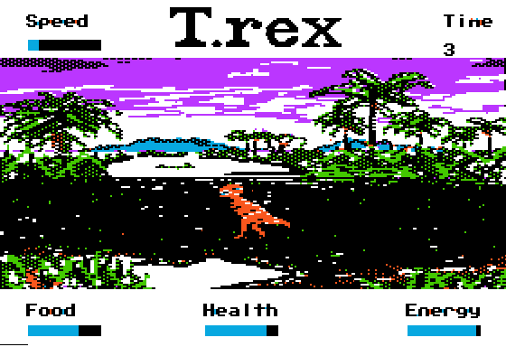 Screenshot of T.rex: The Dinosaur Survival Adventure (Apple II, 1984 ...