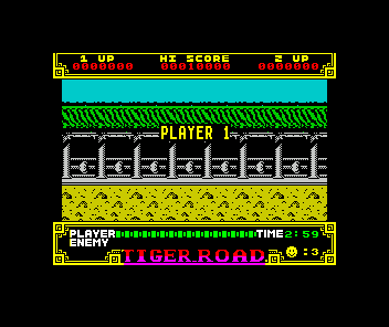 Screenshot of Tiger Road (ZX Spectrum, 1987) - MobyGames