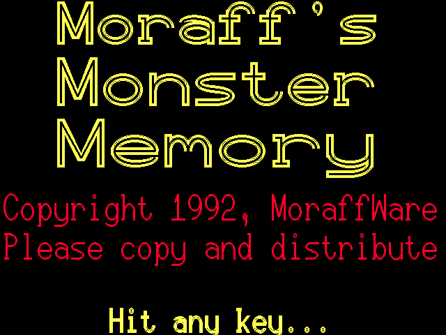 Moraff's Monster Memory (1992) - MobyGames