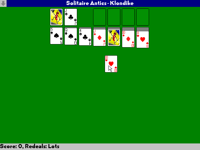 Screenshot of Masque Solitaire Antics (DOS, 1995) - MobyGames
