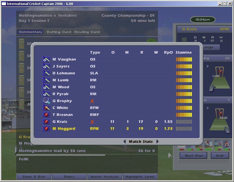Screenshot of International Cricket Captain 2006 (Windows, 2006) - MobyGames