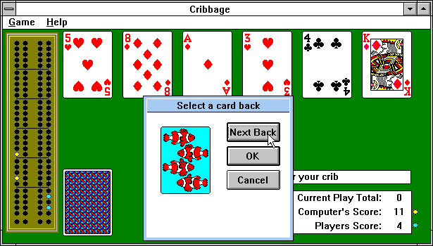 Screenshot of Cribbage (Windows 3.x, 1990) - MobyGames