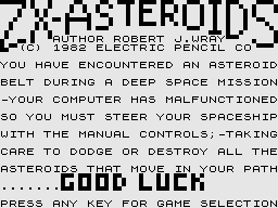 ZX Asteroids (1982) - MobyGames