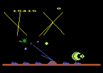 Screenshot of Missile Command (Atari 8-bit, 1980) - MobyGames