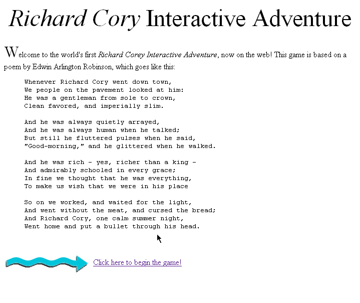 Richard Corey Interactive Adventure (1998) - MobyGames
