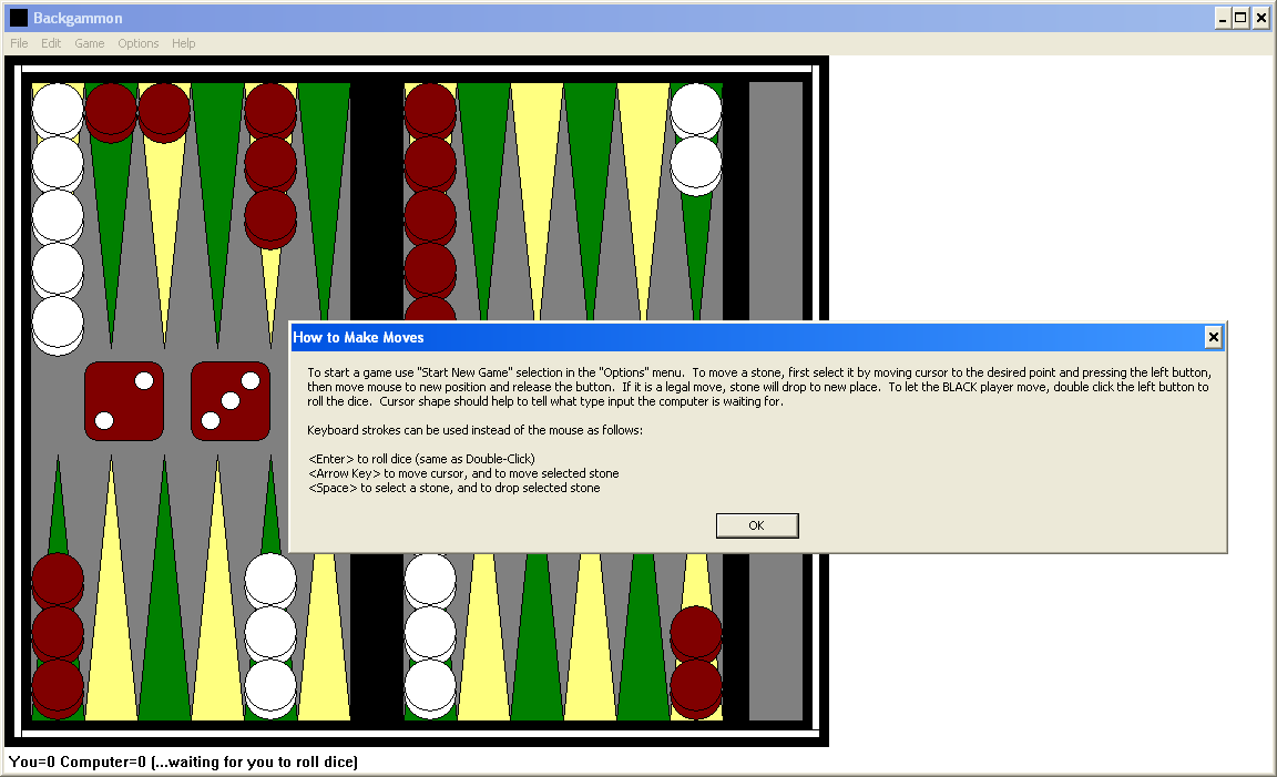 Screenshot of Backgammon (Windows 3.x, 1990) - MobyGames