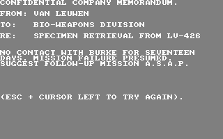 Screenshot of Aliens: The Computer Game (Amstrad CPC, 1986) - MobyGames