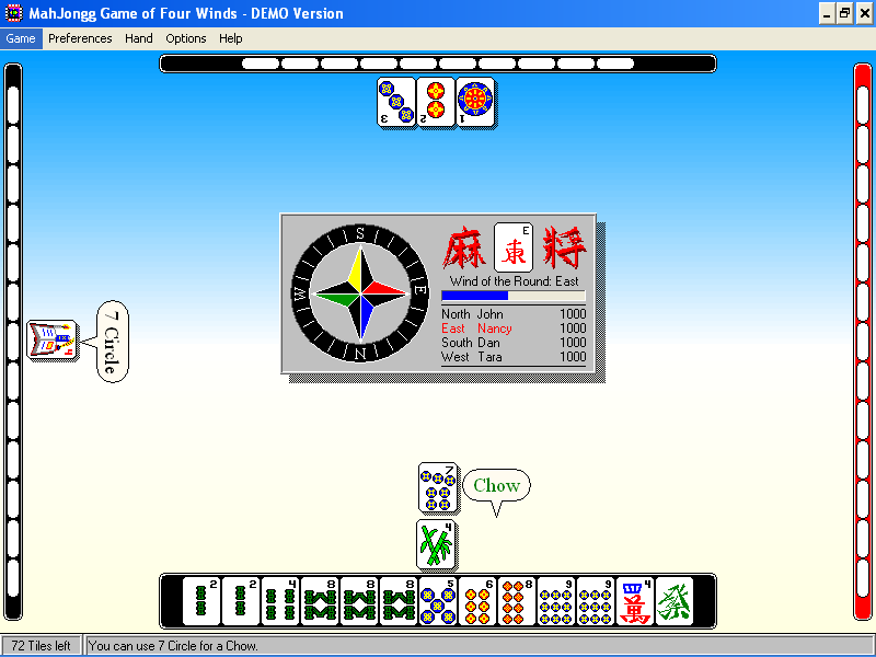 Screenshot of Berrie Bloem's MahJongg: Game of Four Winds (Windows ...