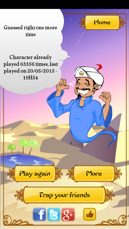 Screenshot of Akinator (Android, 2007) - MobyGames