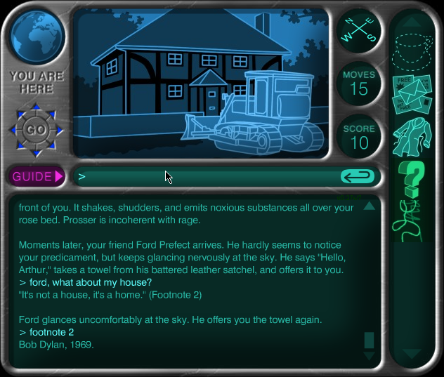 Screenshot of The Hitchhiker's Guide to the Galaxy (Browser, 1984 ...