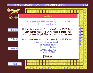 Screenshot of Gomoku (Amiga, 1991) - MobyGames
