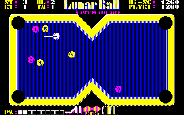 Screenshot of Lunar Pool (PC-88, 1985) - MobyGames