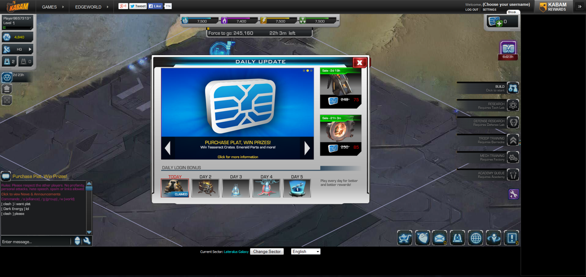 Screenshot of Edgeworld (Browser, 2011) - MobyGames