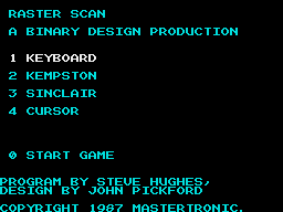 Screenshot of Rasterscan (ZX Spectrum, 1987) - MobyGames