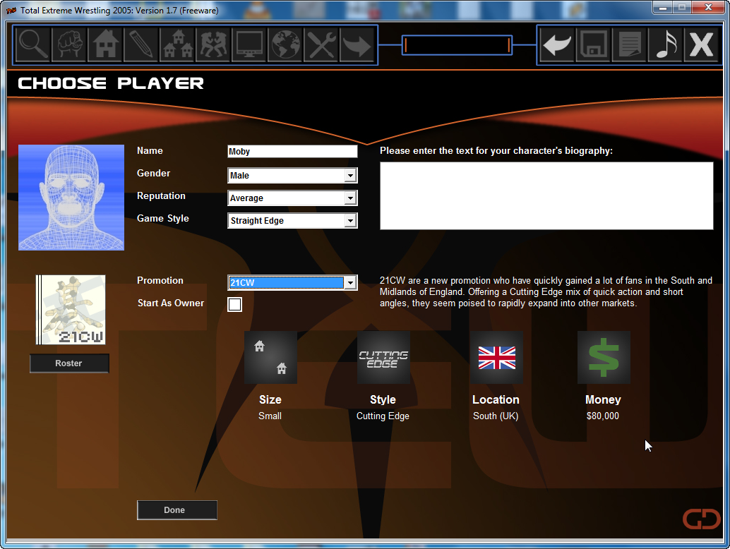Screenshot of Total Extreme Wrestling 2005 (Windows, 2005) - MobyGames