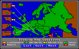 Screenshot of World Tour: Europe (Amiga, 1990) - MobyGames