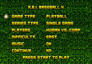 Screenshot of R.B.I. Baseball 4 (Genesis, 1992) - MobyGames